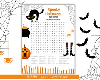 Halloween Word Search Puzzle Game Printable Halloween Word - Etsy