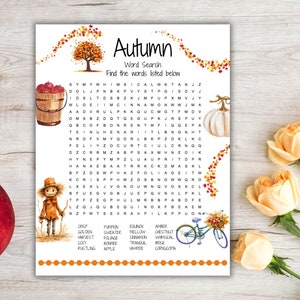 Autumn Word Search Puzzle | Autumn Games | Autumn Word Puzzle - Etsy