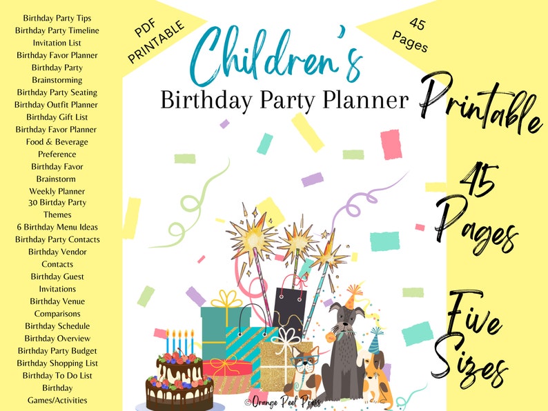 Children's Birthday Party Planner Printable Kid's Birthday - Etsy