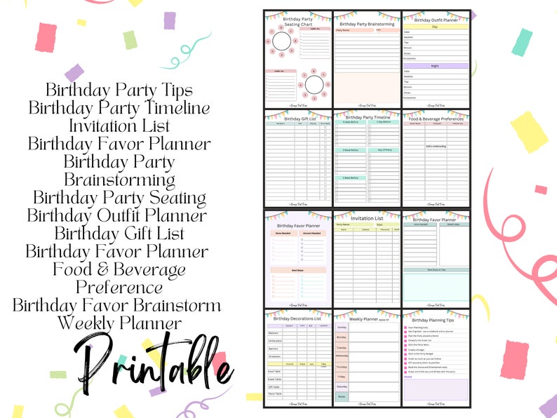 Children's Birthday Party Planner Printable Kid's Birthday - Etsy