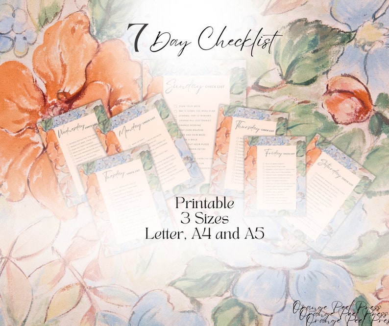 Planner Checklist | 7 Day Daily Checklist | Journal Page | Printable - Etsy