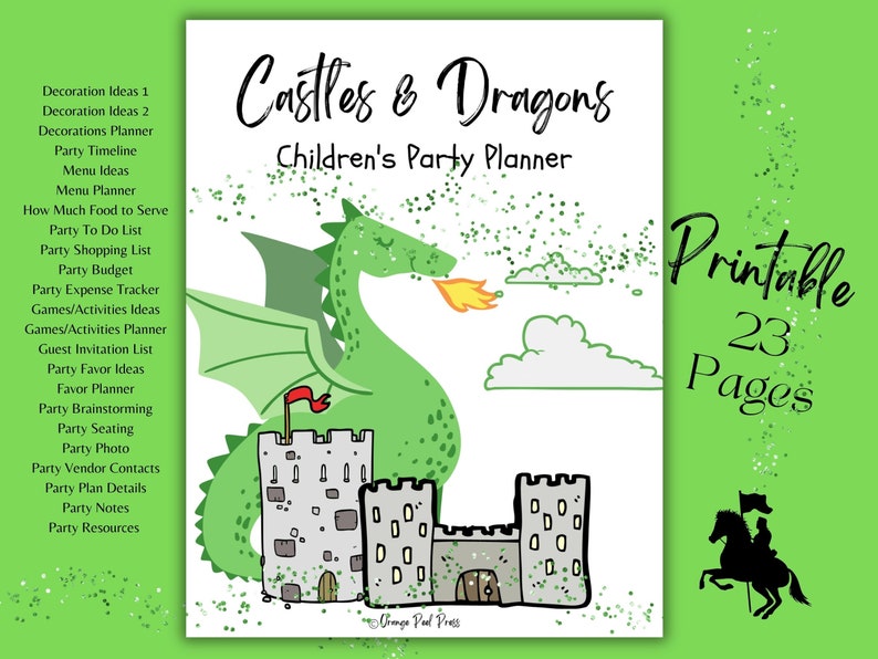 Printable Children's Castles & Dragons Party Planner - Etsy