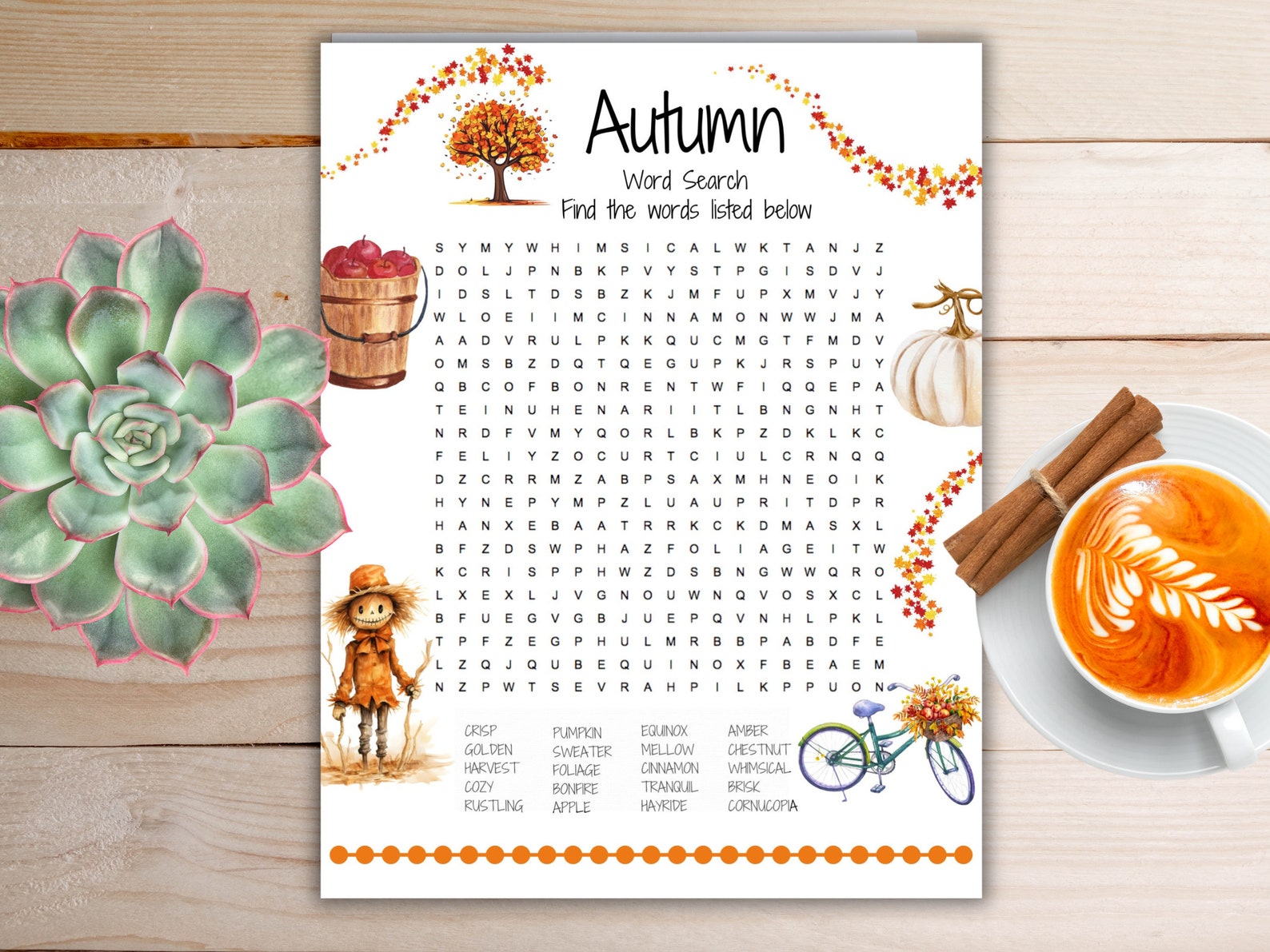 Autumn Word Search Puzzle | Autumn Games | Autumn Word Puzzle - Etsy