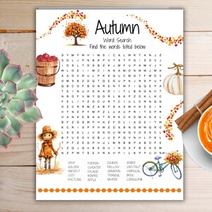 Autumn Word Search Puzzle | Autumn Games | Autumn Word Puzzle - Etsy