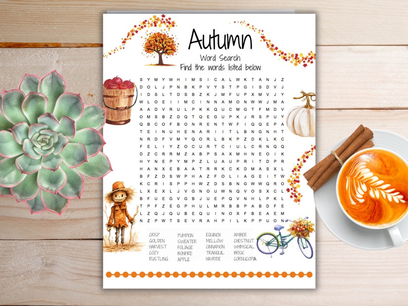 Autumn Word Search Puzzle | Autumn Games | Autumn Word Puzzle - Etsy