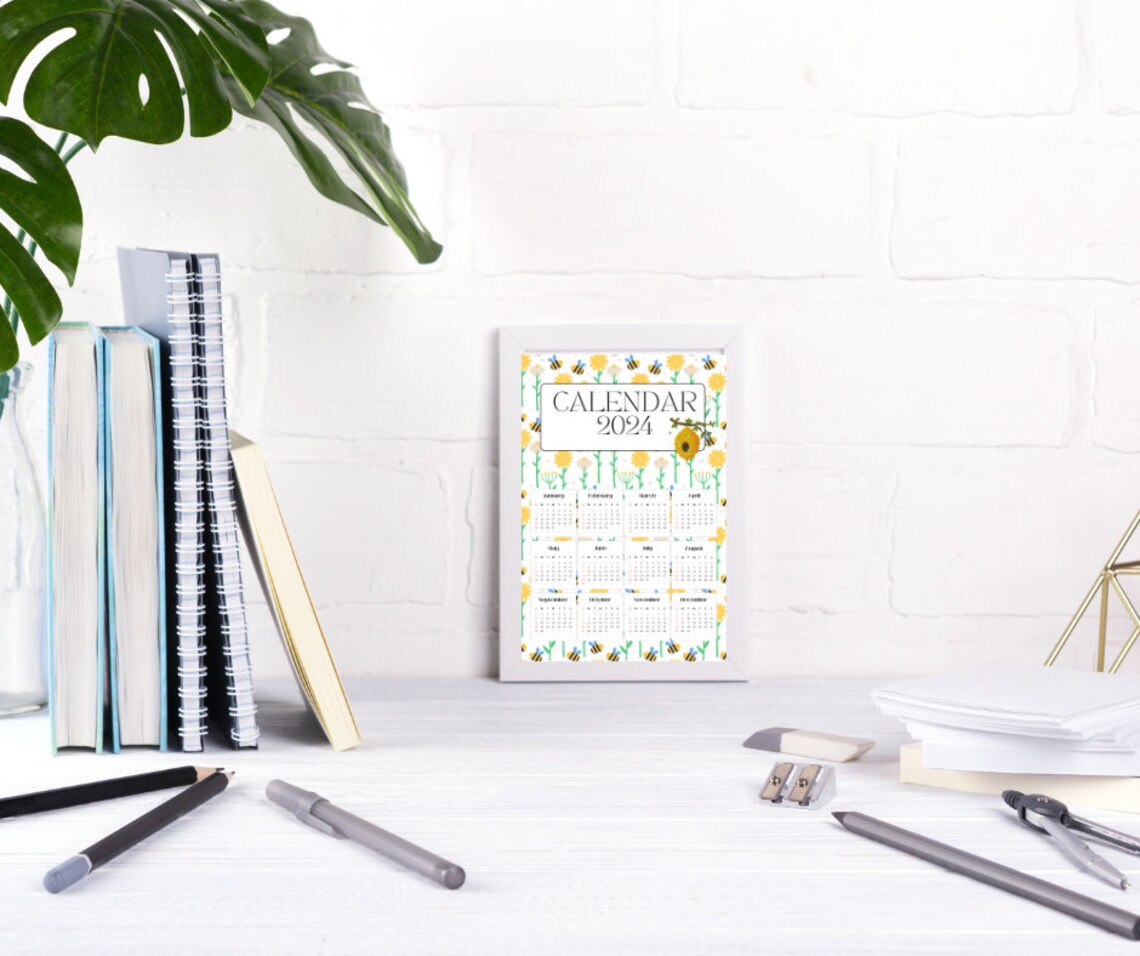Wall Calendar 2024 Busy Bee 12 Month Calendar Matte Vertical Poster - Etsy