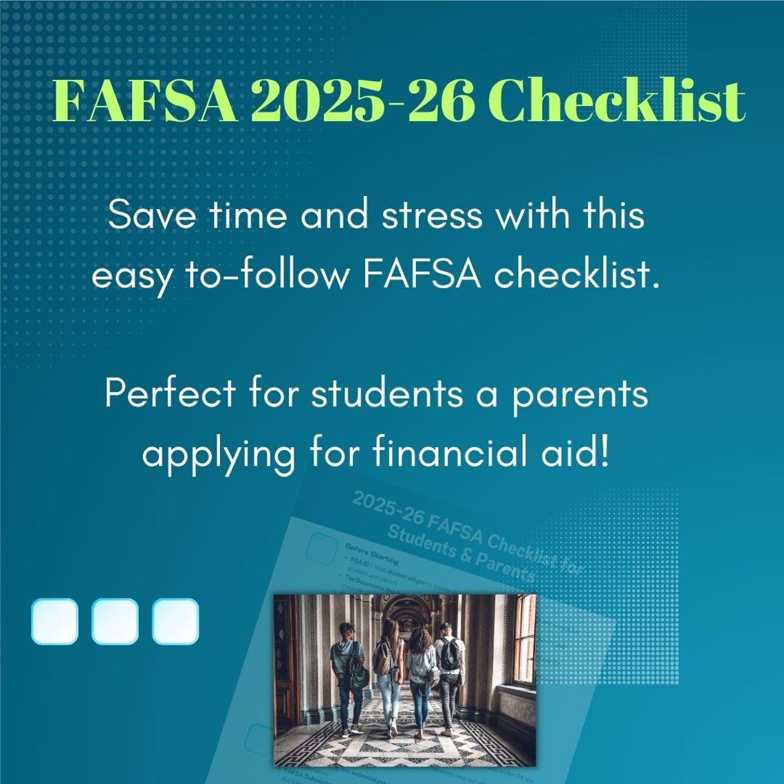 FAFSA 2025-26 Checklist Printable College Financial Aid Guide Student ...