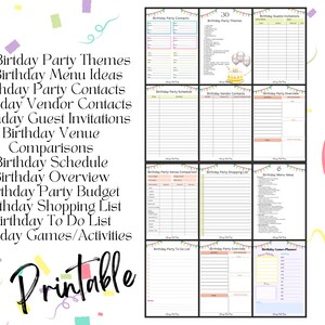 Children's Birthday Party Planner Printable Kid's Birthday - Etsy