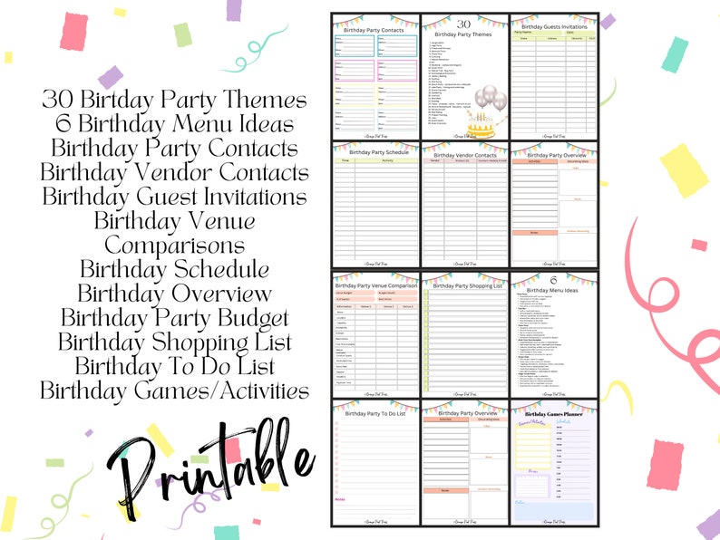 Children's Birthday Party Planner Printable Kid's Birthday - Etsy
