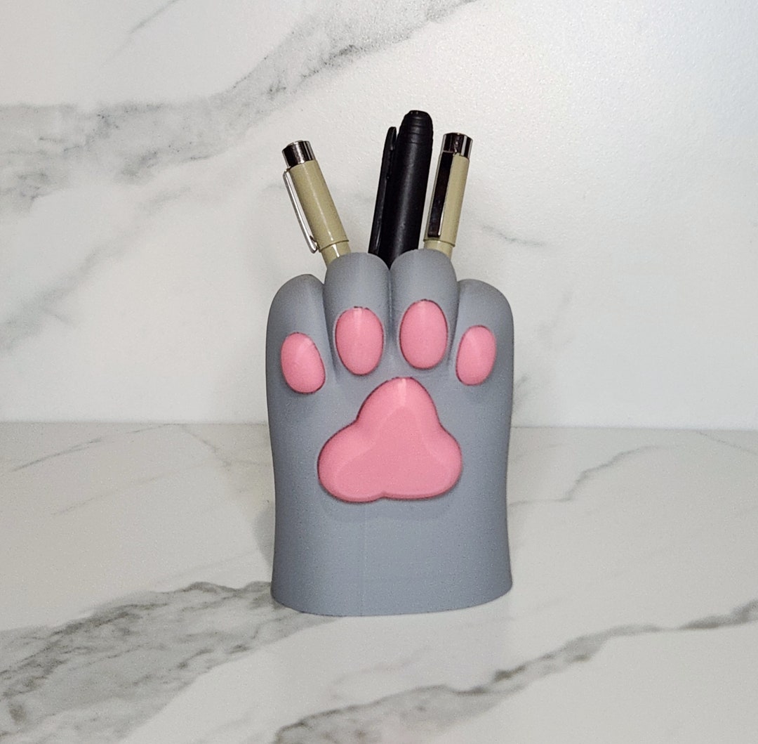 Kawaii Cat Paw Pen Holder Pencil Cup Desk Organizer Makeup Brush Holder ...