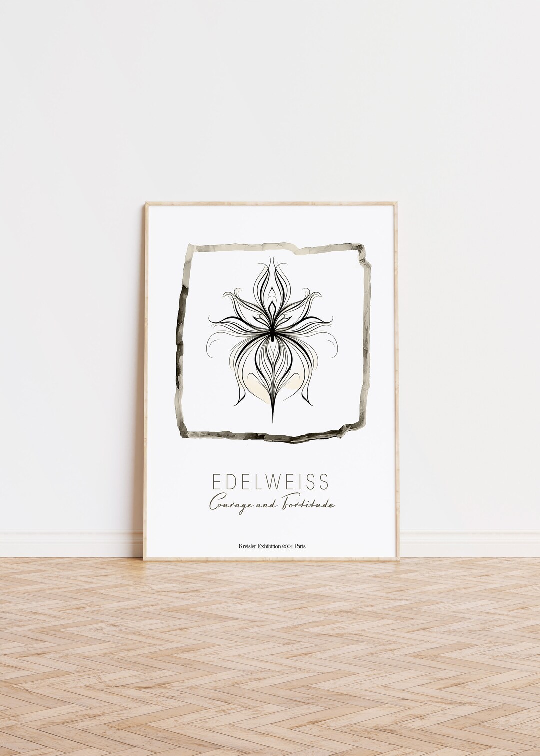 Flower Lineart Poster Edelweiss Symbolism Print Digital Download - Etsy