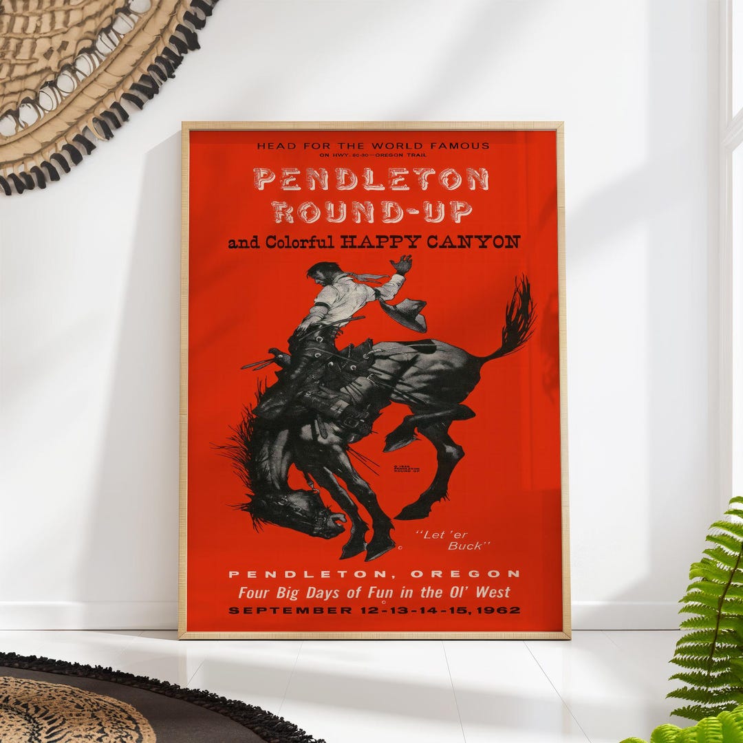 Pendleton Rodeo Print Western Poster Original 1962 - Etsy