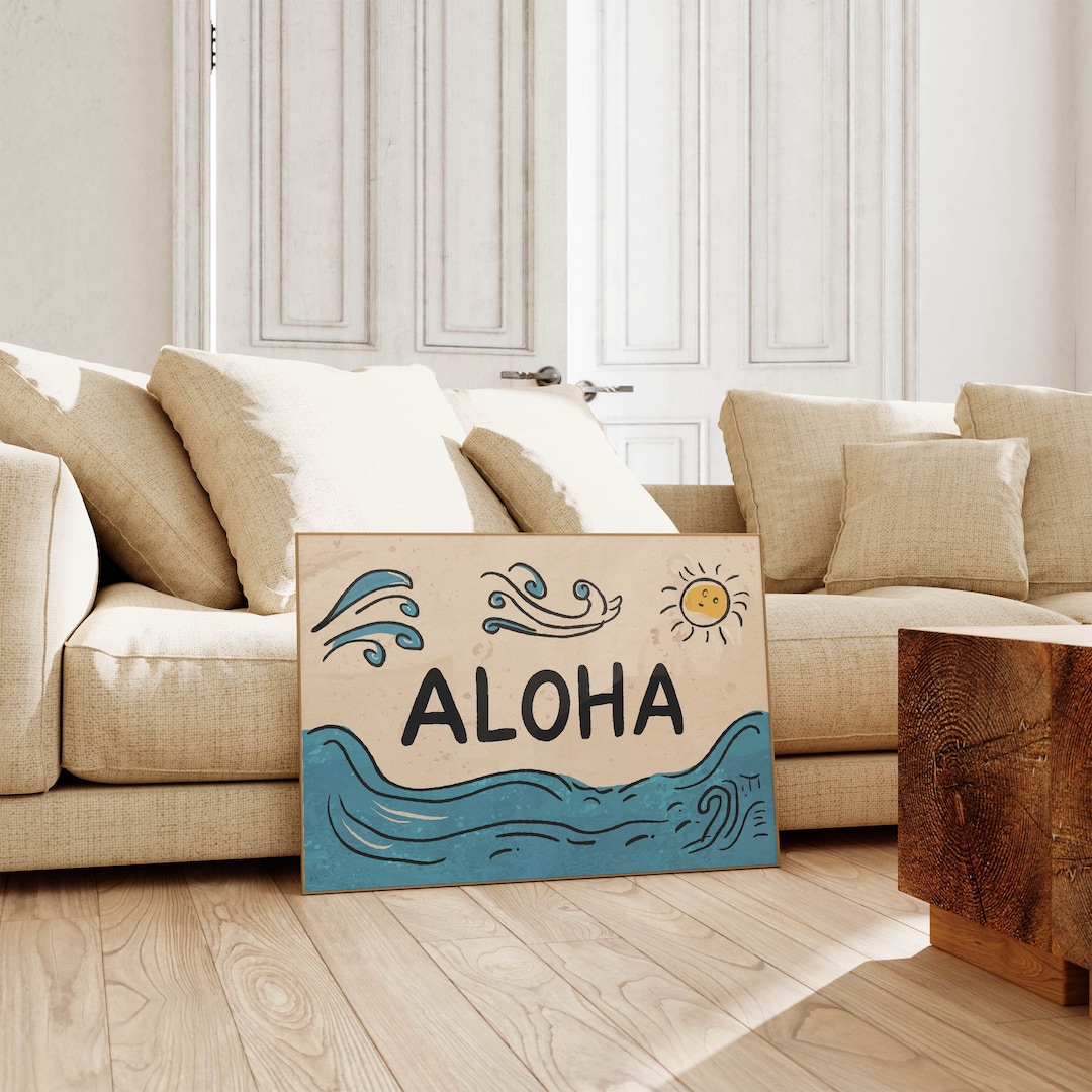 Aloha Beach Wall Art Hawaiian Home Decor Tropical Sun Waves Print Gift ...