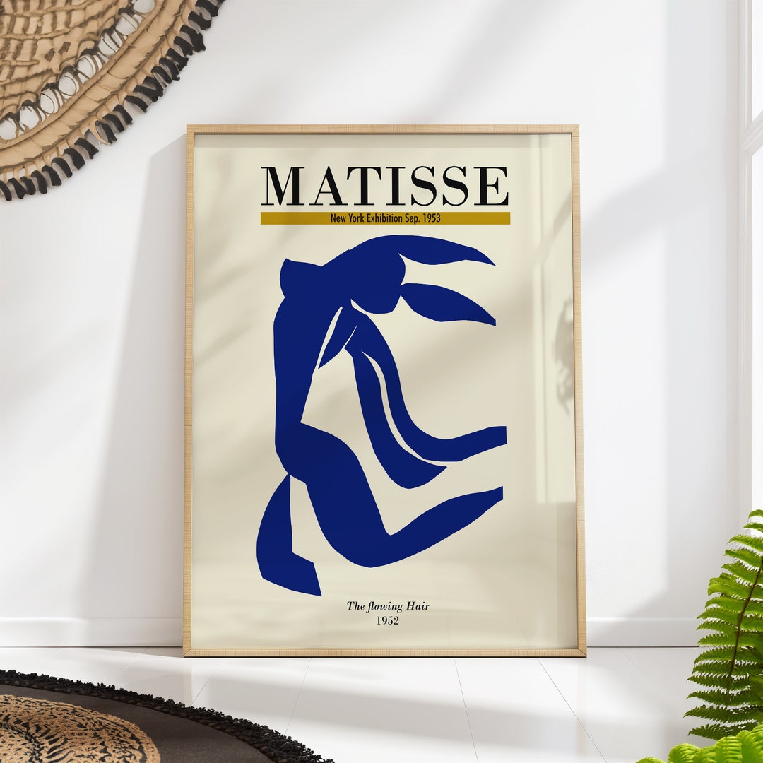 Matisse 'The Flowing Hair' Print: Minimalist Blue Mid-Century Modern ...