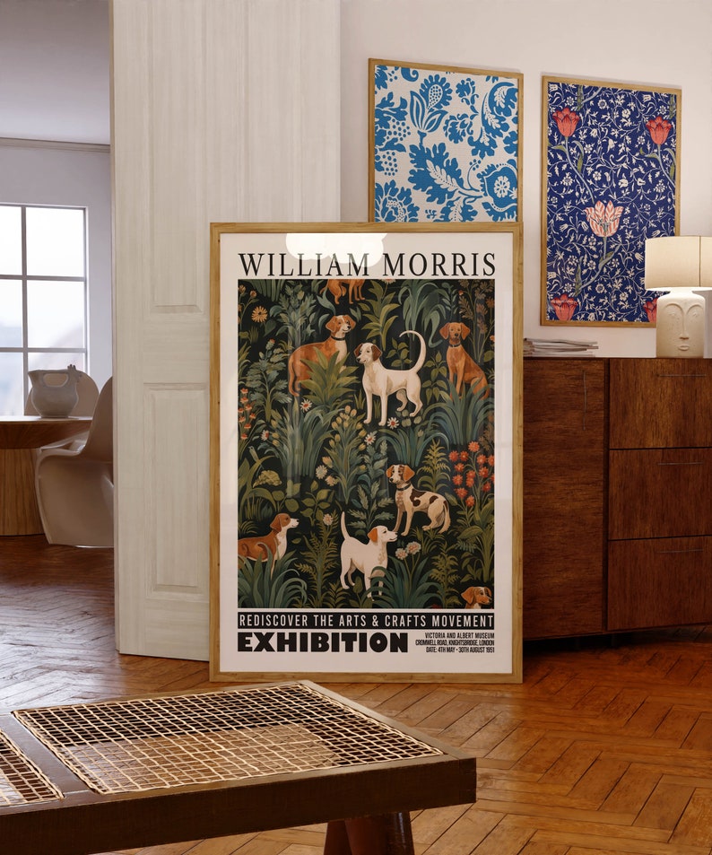 William Morris Dog Print: Arts & Crafts Style Animal Poster - Etsy