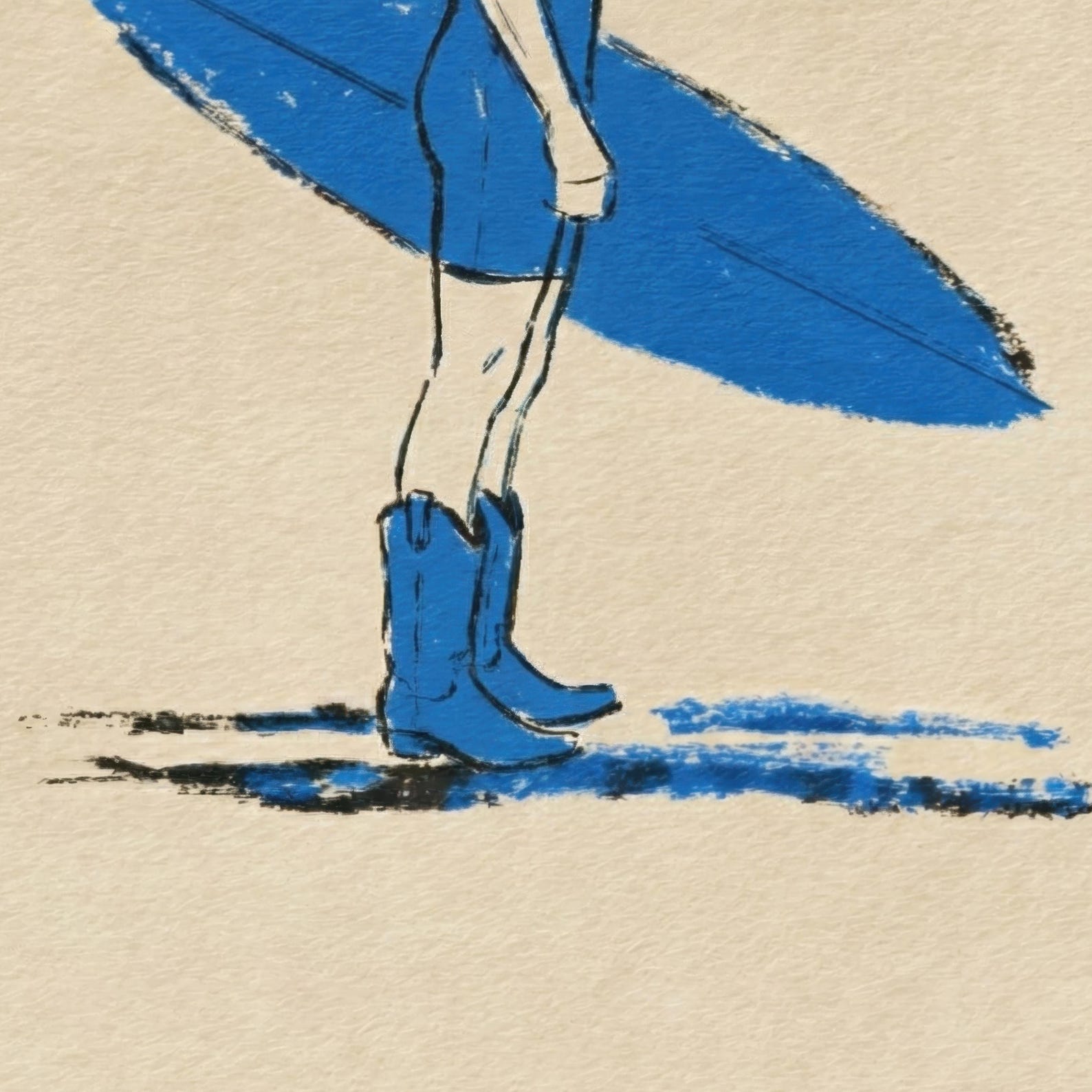 Coastal Surfer Cowgirl Cowboy Wall Art Set of 2 Prints, Blue Surf ...