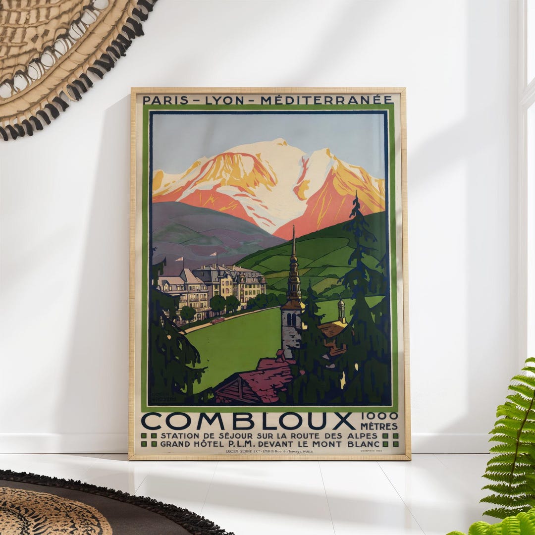 Combloux Vintage Travel Poster, French Alps Wall Art, Retro Mountain ...