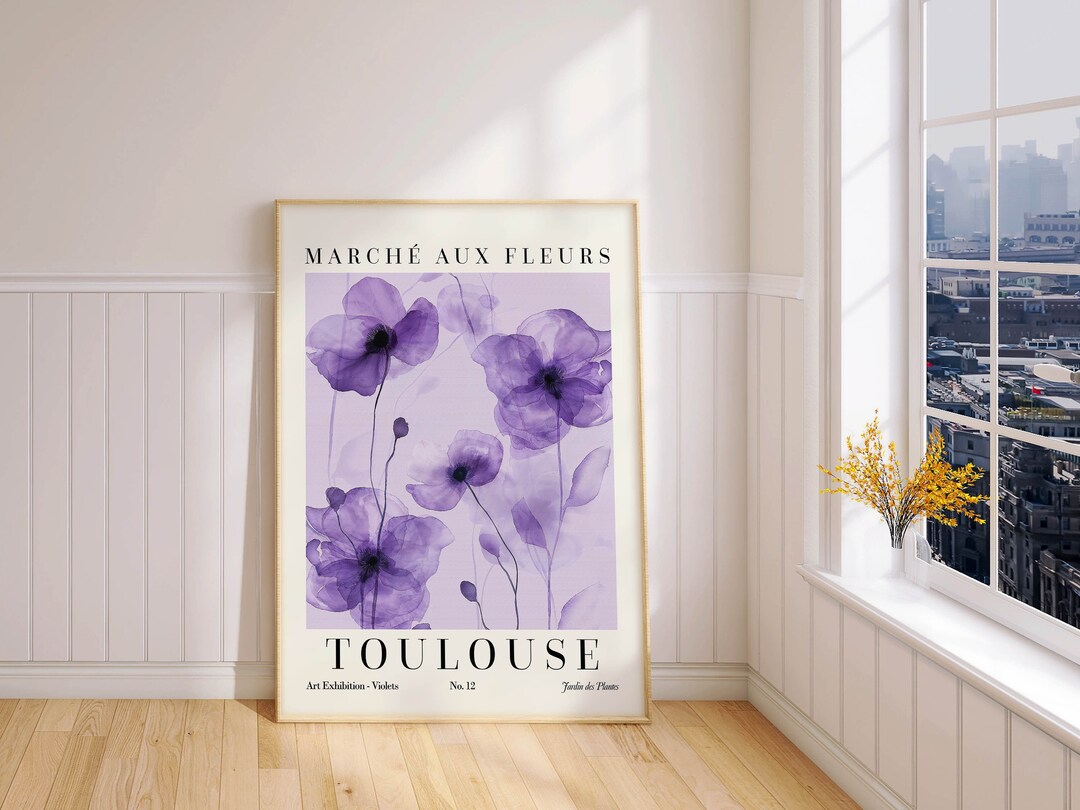 Violet Floral Exhibition Poster, Botanical Art Print, Elegant Home ...