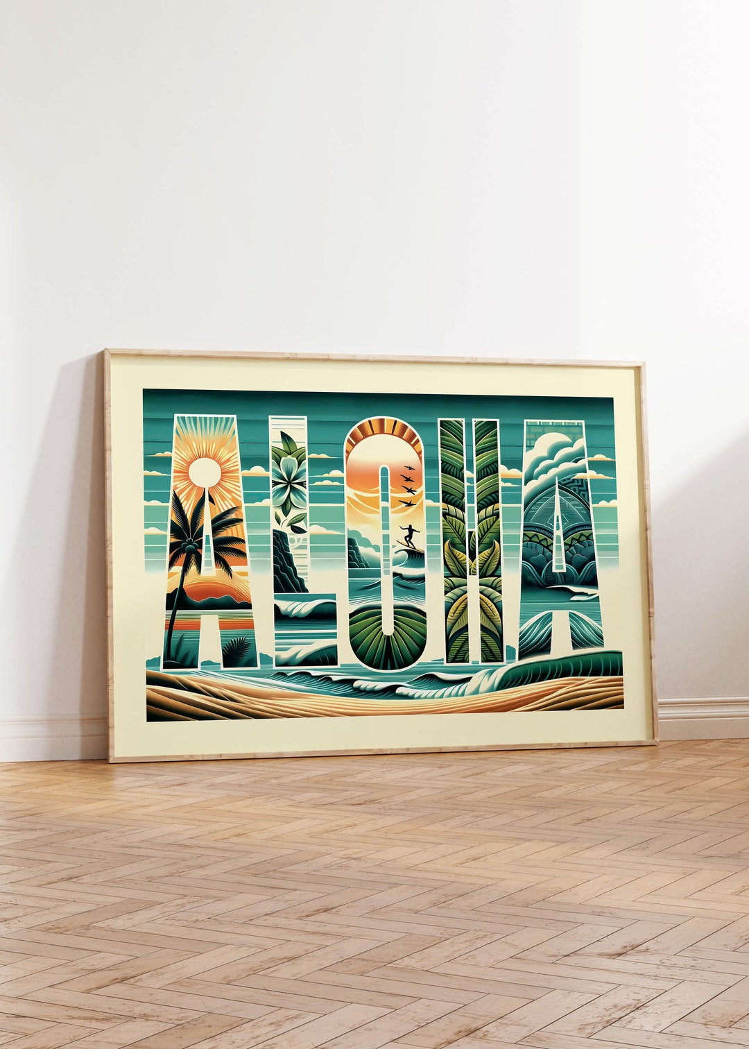 Aloha Print Surf Wall Art Typography Poster Coastal Decor PRINTED ...
