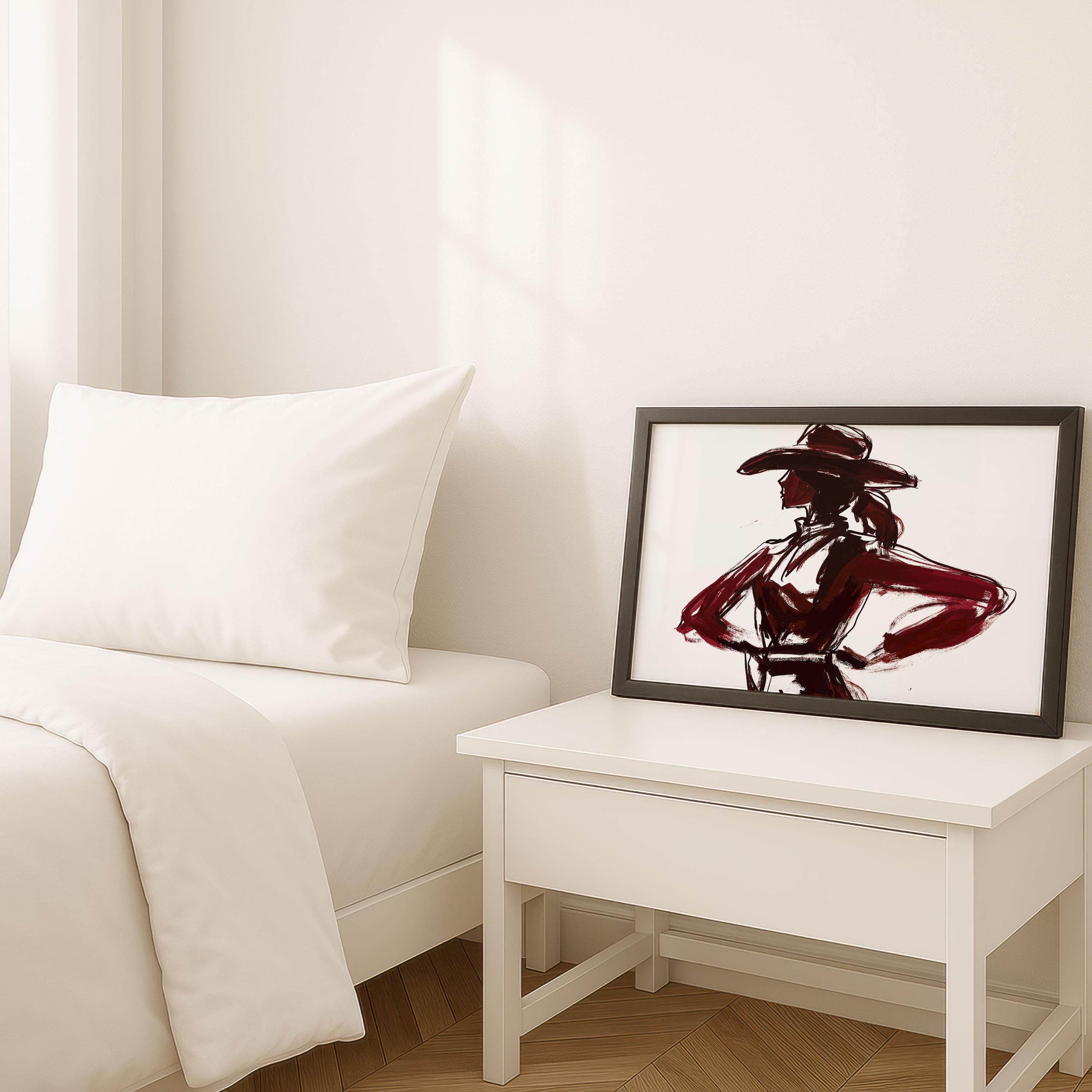 Abstract Cowgirl Silhouette Art Print | Burgundy Western Woman Poster ...