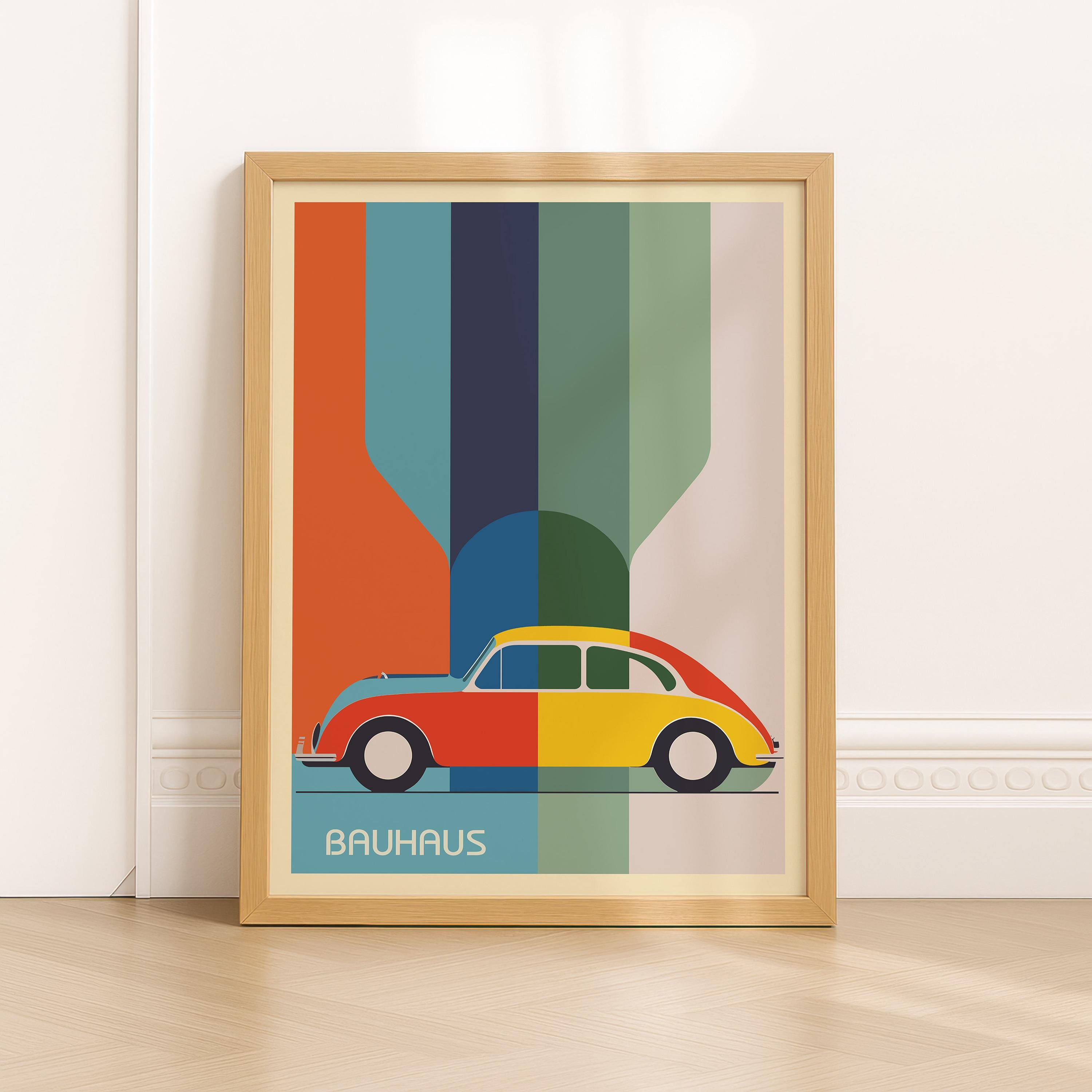 Bauhaus Car Poster Mid Century Modern Decor for Kids PRINTED on Luxury ...