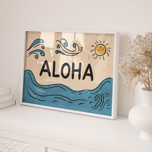 Aloha Beach Wall Art Hawaiian Home Decor Tropical Sun Waves Print Gift ...