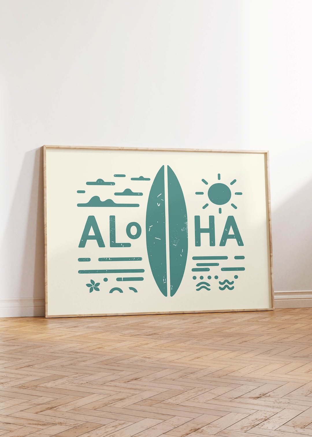 Aloha Surf Print Teal Coastal Wall Art PRINTED & FRAMED - Etsy