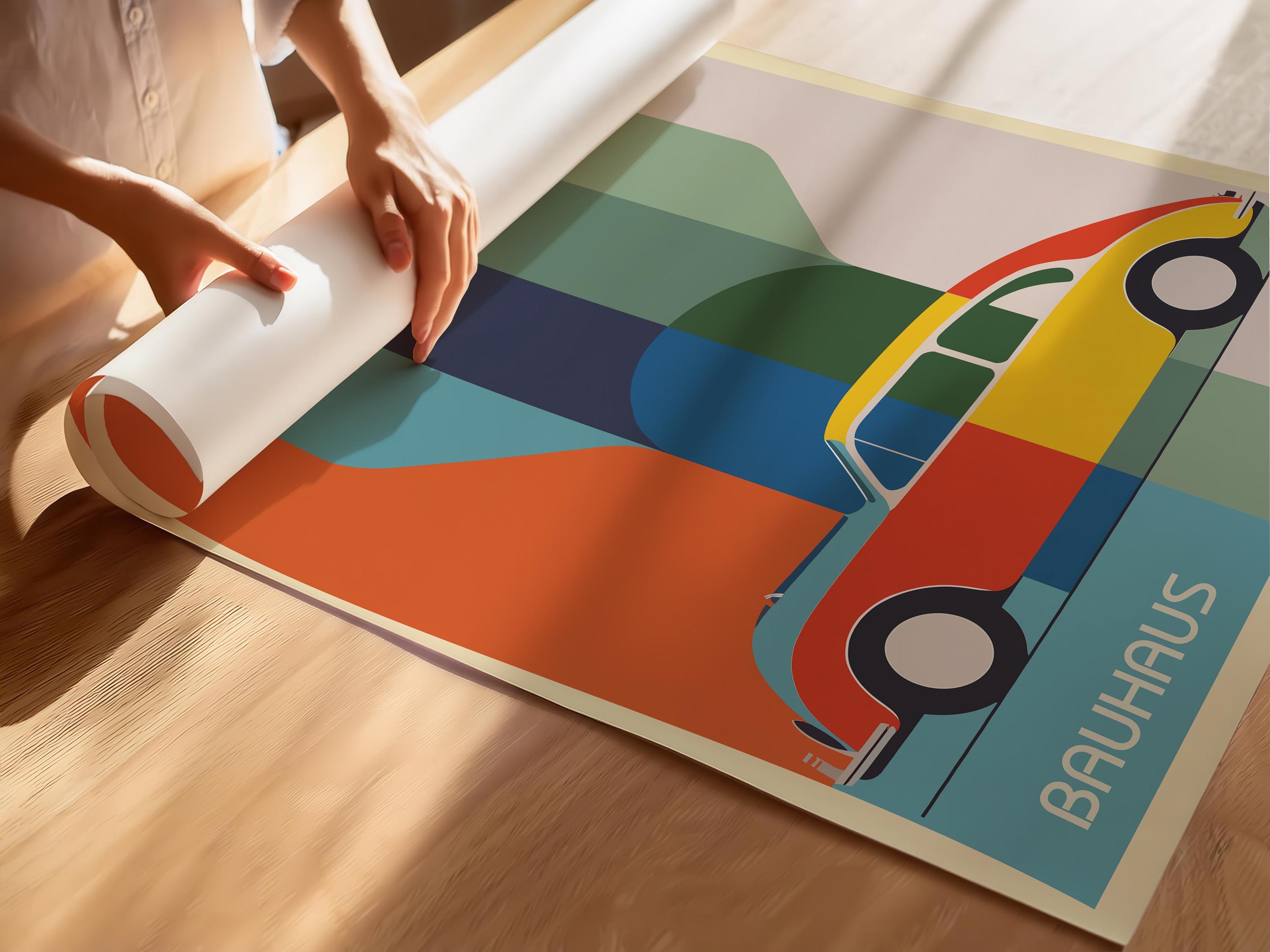 Bauhaus Car Poster Mid Century Modern Decor for Kids PRINTED on Luxury ...