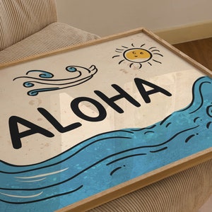 Aloha Beach Wall Art Hawaiian Home Decor Tropical Sun Waves Print Gift ...