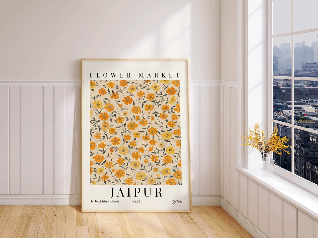 Jaipur Flower Market Poster Floral Print Marigold Wall Art PRINTED on ...