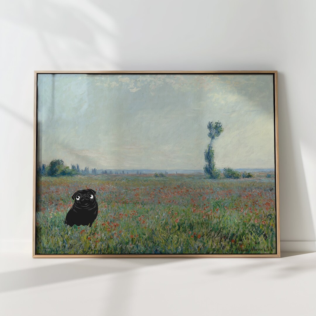 Funny Pug Dog Art Print, Claude Monet Parody, Unique Wall Decor, Gift ...