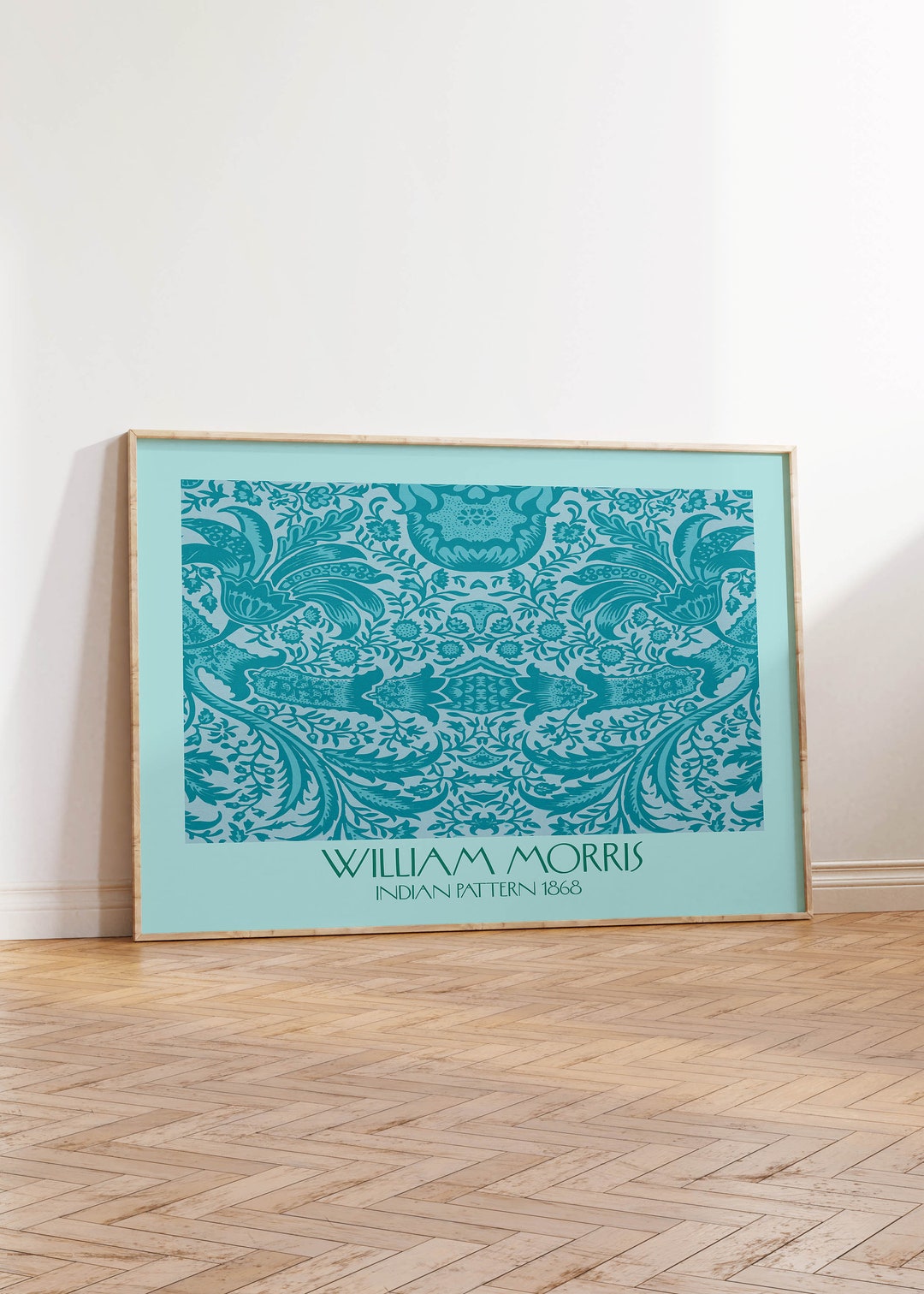 William Morris Print Teal Indian Pattern Flower Poster Landscape ...