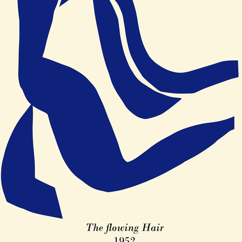 Matisse 'The Flowing Hair' Print: Minimalist Blue Mid-Century Modern ...