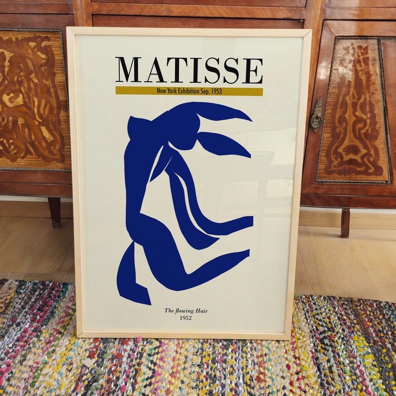 Matisse 'The Flowing Hair' Print: Minimalist Blue Mid-Century Modern ...