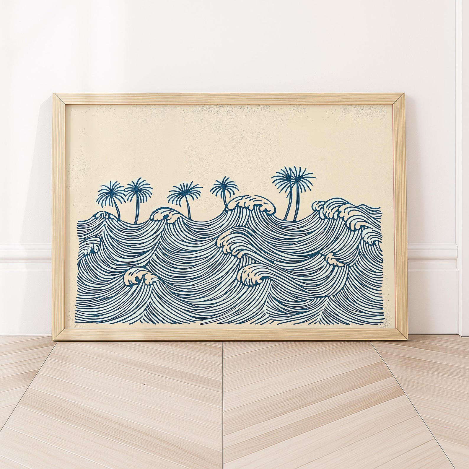 Minimalist Ocean Wave Print: Boho Coastal Art - Etsy