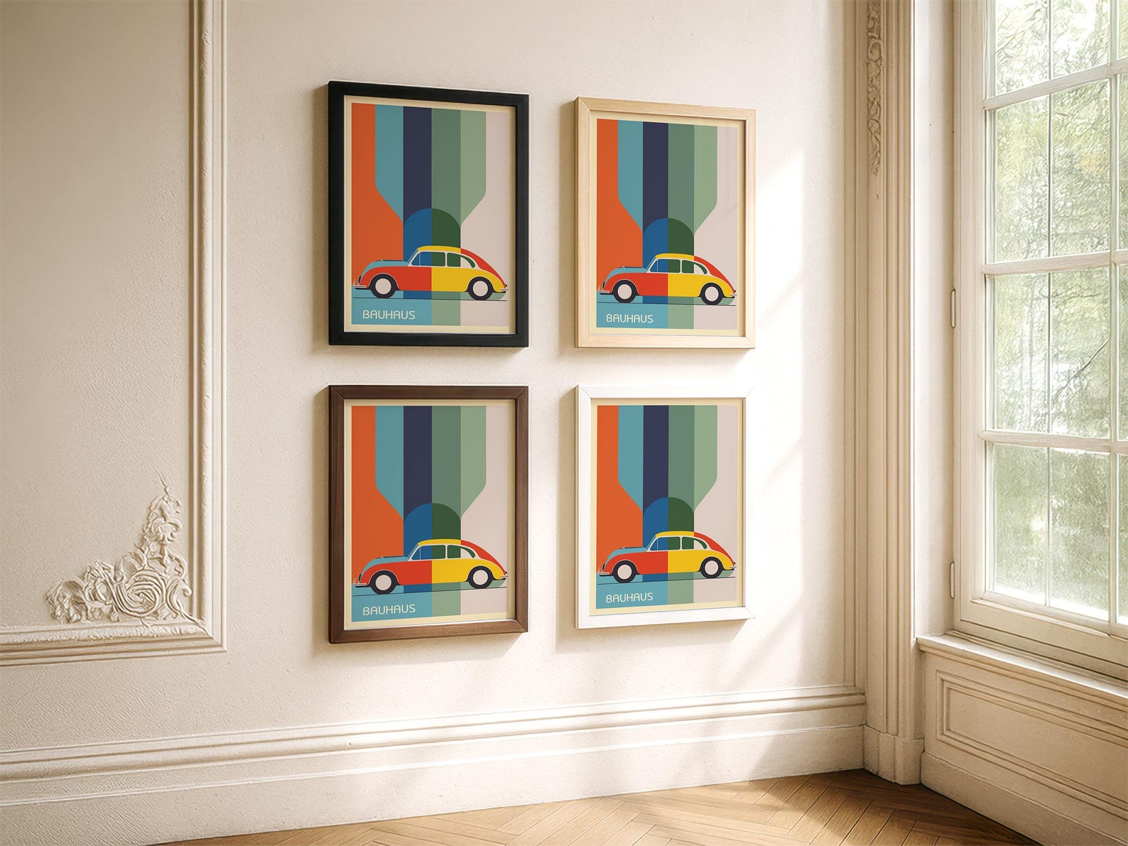 Bauhaus Car Poster Mid Century Modern Decor for Kids PRINTED on Luxury ...