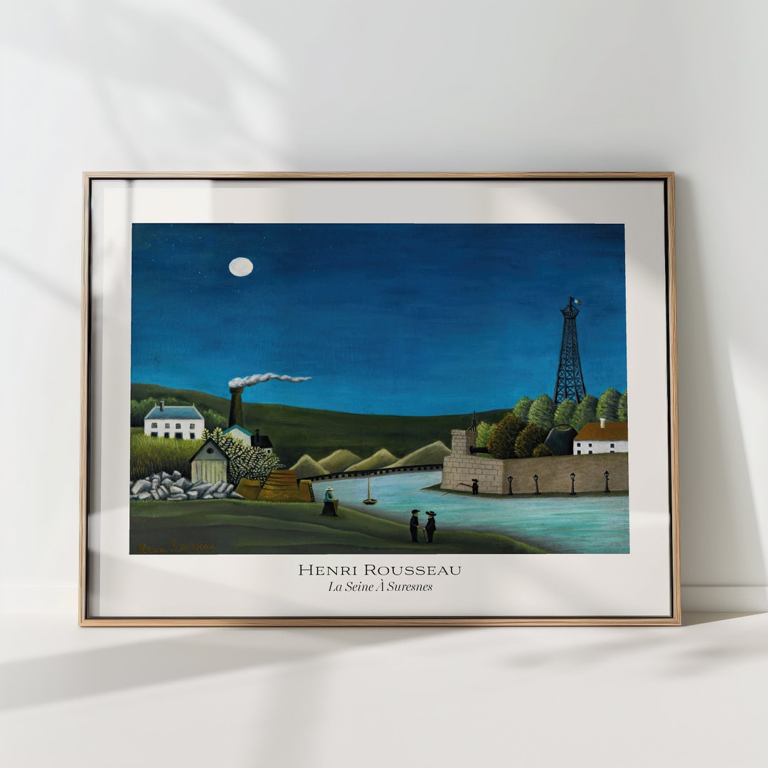 Paris Eiffel Tower Print Henri Rousseau Poster River Landscape Wall Art ...