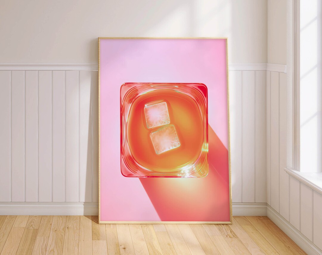 Orange Juice Ice Print Summer Drink Poster Preppy Kitchen Wall Art Gift ...