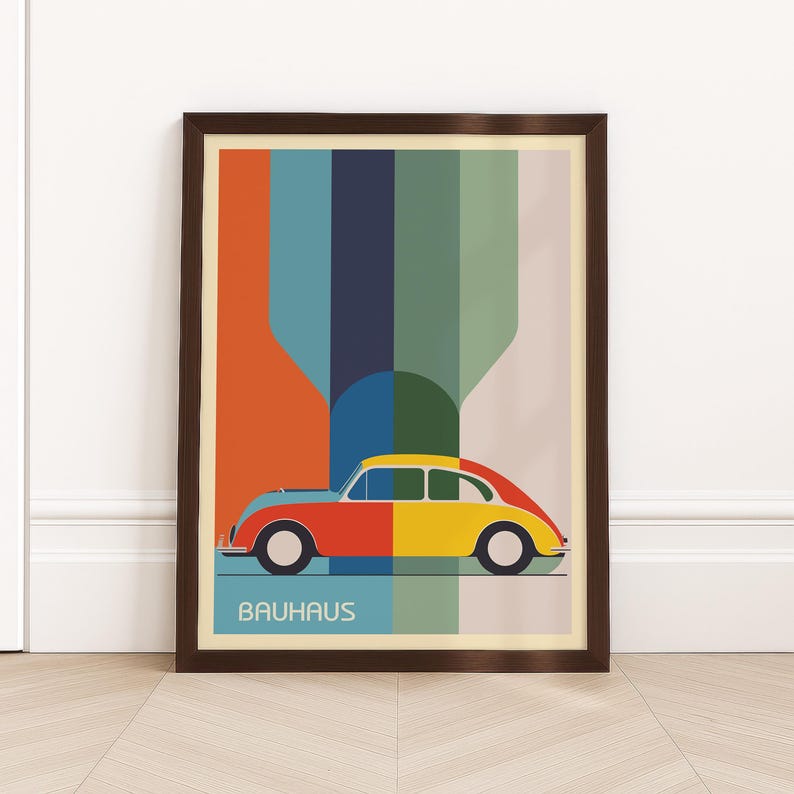 Bauhaus Car Poster Mid Century Modern Decor for Kids PRINTED on Luxury ...