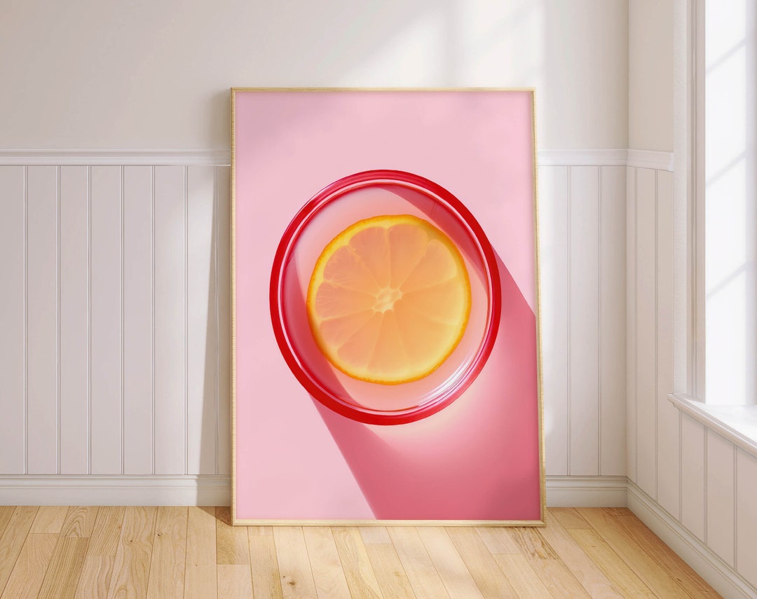 Pink Lemon Lemonade Print Modern Kitchen Decor Preppy Summer Wall Art ...