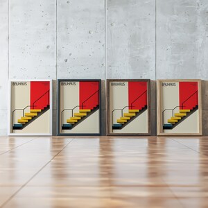 Bauhaus Stair Print Modernist Architecture Art Bold Graphic Poster Gift ...