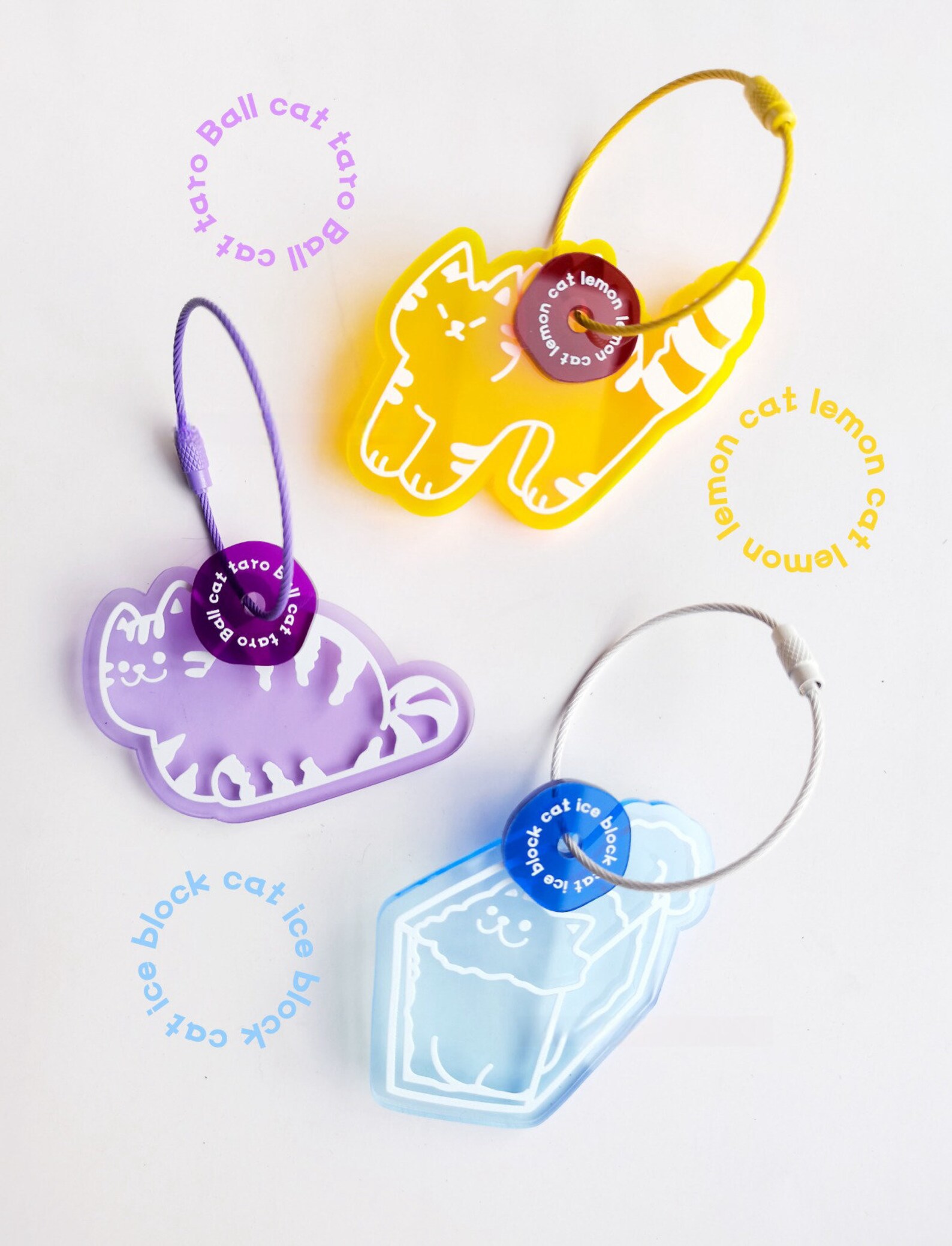 Kawaii Cat Keychain, Acrylic Bag Charm, Cute Keyring, Cat Lover Gift - Etsy