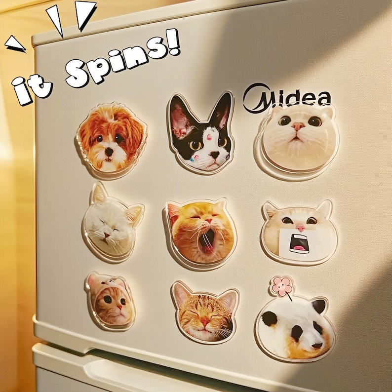 Custom Rotating Pet Magnet Personalized Fridge Magnets Dog Cat Lover ...
