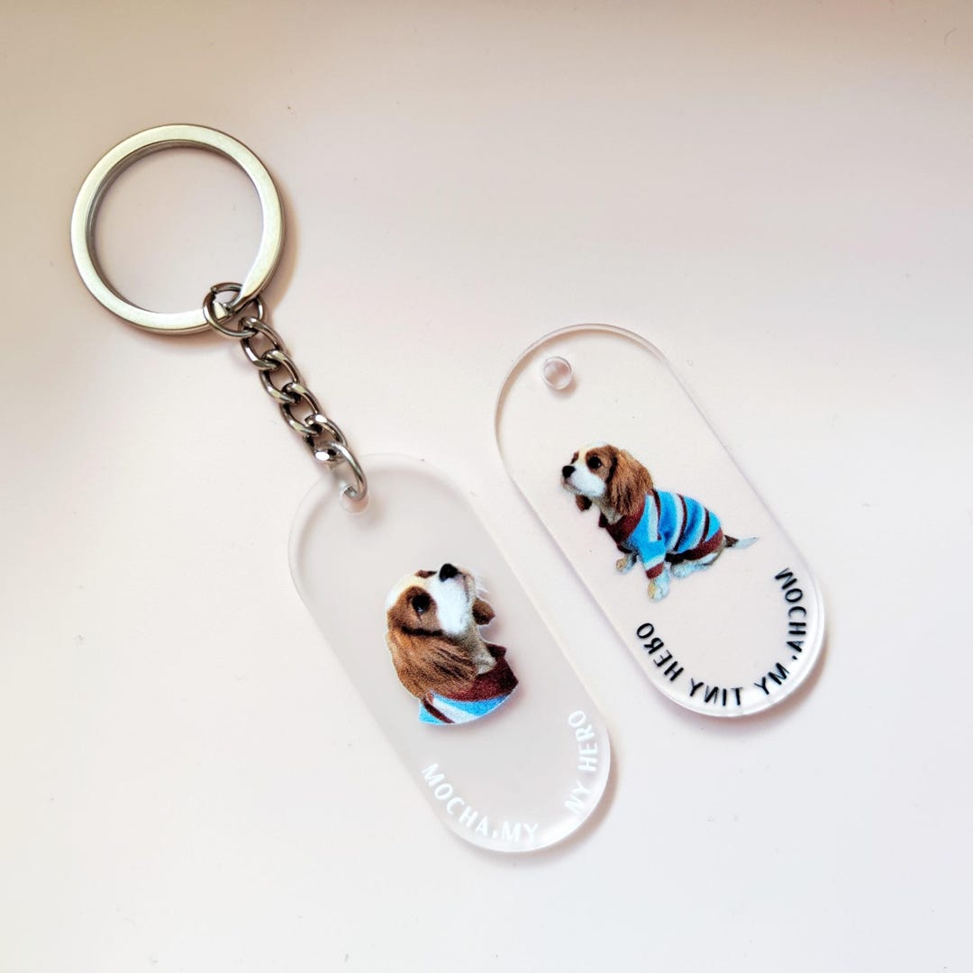 Personalized Pet Photo Keychain: Frosted Acrylic Dog & Cat Memorial - Etsy