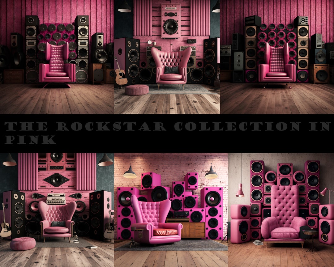 13 PINK Rockstar Digital Backdrops, Digital Backgrounds, Senior ...