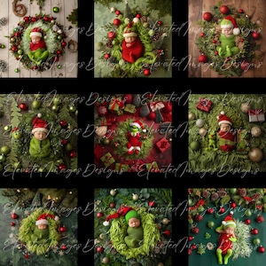 9 Grinch Themed Newborn Digital Backgrounds, Newborn Photography, Kids ...