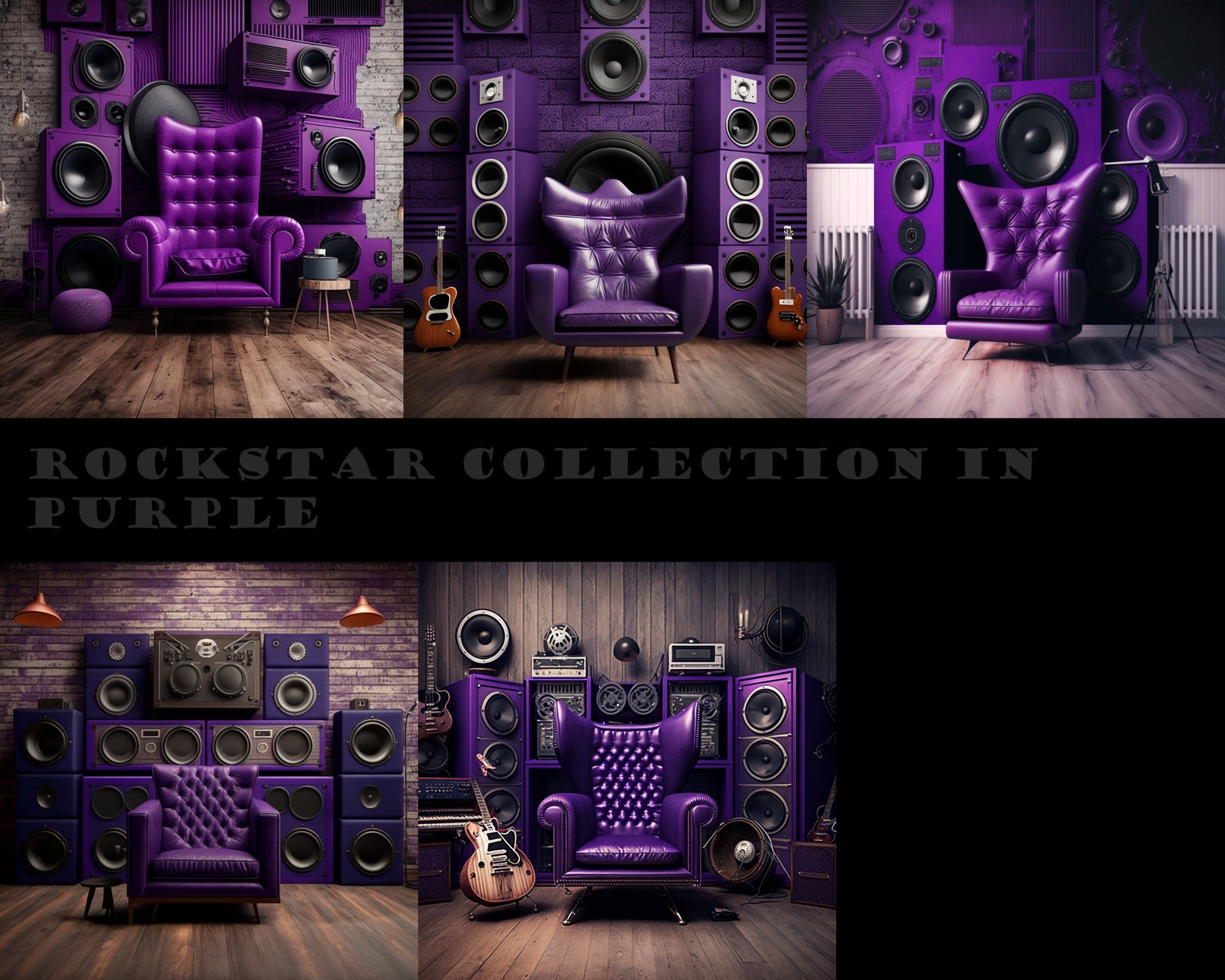 5 PURPLE Rockstar Digital Backdrops, Digital Backgrounds, Senior ...