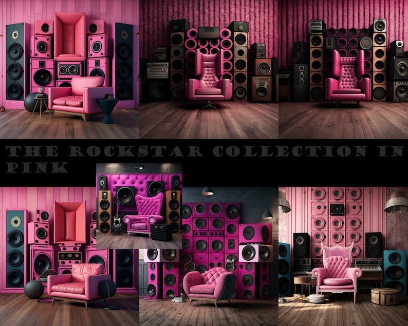 13 PINK Rockstar Digital Backdrops, Digital Backgrounds, Senior ...