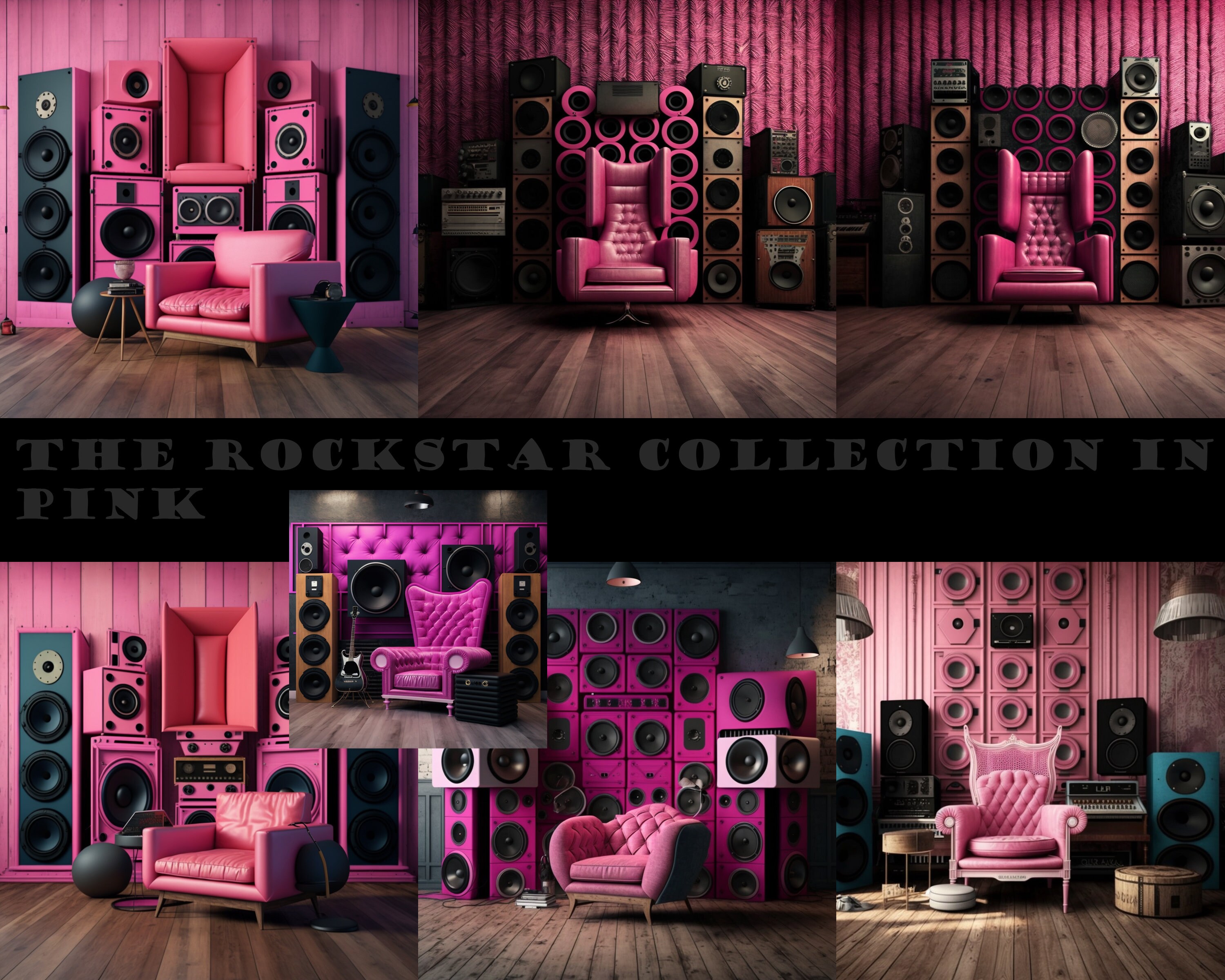 13 PINK Rockstar Digital Backdrops, Digital Backgrounds, Senior ...