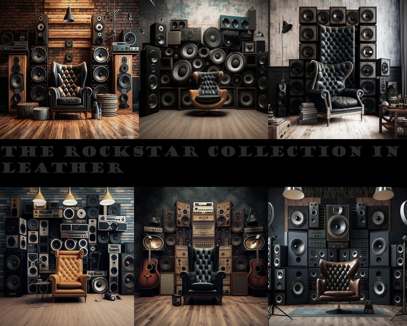 9 Leather Rockstar Digital Backdrops, Digital Backgrounds, Senior ...